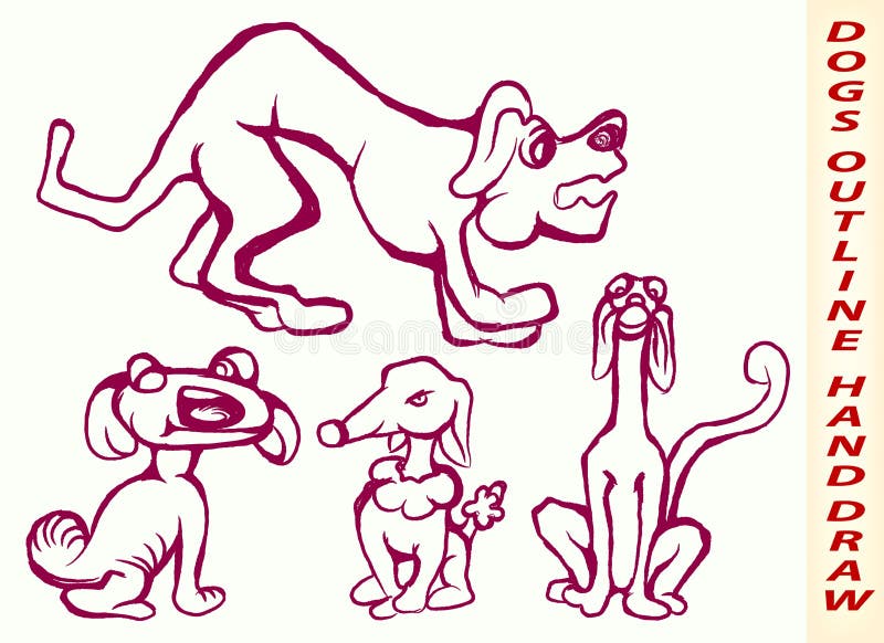 Hand Draw of Dogs Outline Isolated on Light Green Stock Vector ...