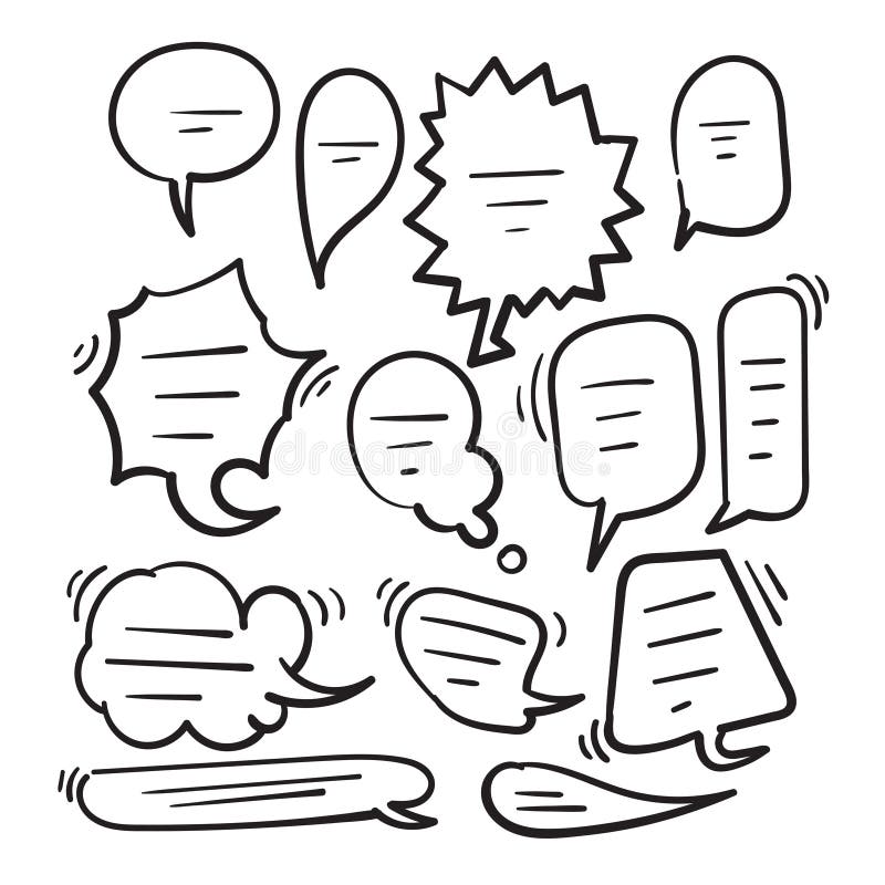 Hand Draw Doodle Bubble Speech Icon Illustration Vector Stock Vector ...