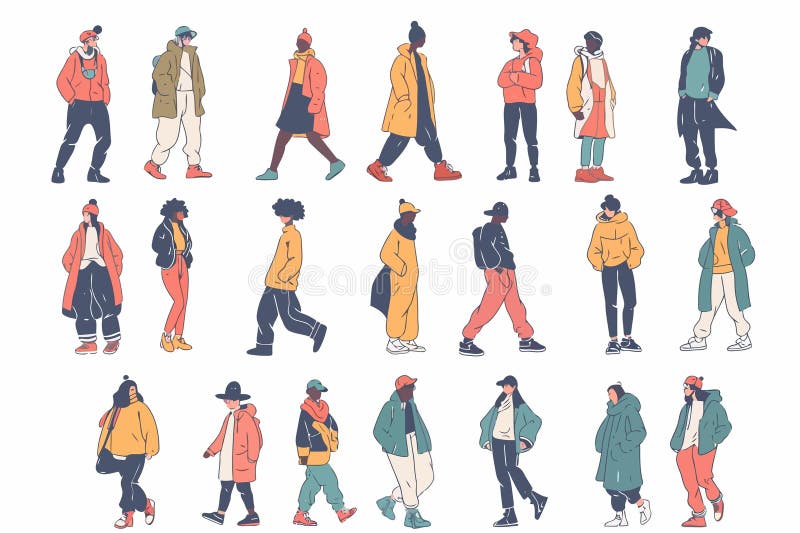 Hand Draw Doodle Characters Set Isolated Illustration Stock Vector ...