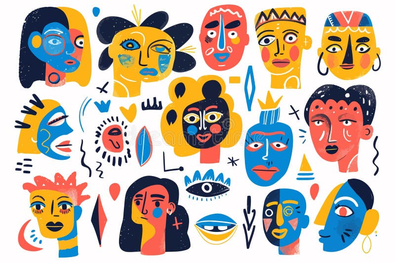 Hand Draw Doodle Characters Set Isolated Illustration Stock Vector ...