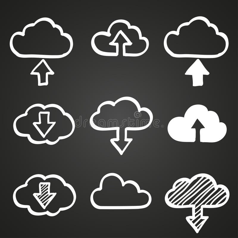 Hand Draw Doodle Cloud Shapes Collection. Icons Stock Vector ...