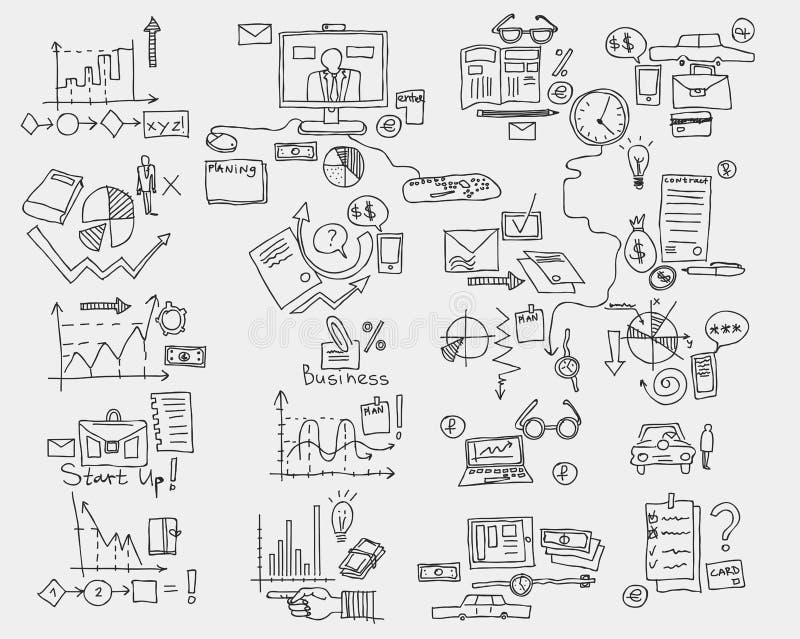 Hand Draw Doodle Elements. Business Finance Chart Graph Stock Vector ...