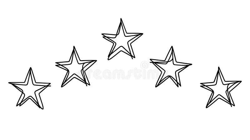 Hand Draw Doodle of Five Stars Illustration in Continuous Line Arts ...