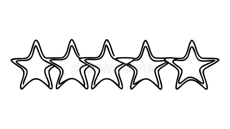 Hand Draw Doodle of Five Stars Illustration in Continuous Line Arts ...