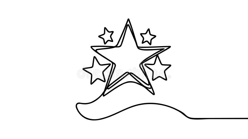 Hand Draw Doodle of Five Stars Illustration in Continuous Line Arts ...