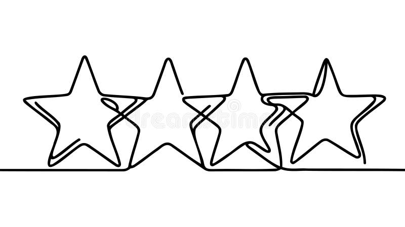 Hand Draw Doodle of Four Stars Illustration in Continuous Line Arts ...