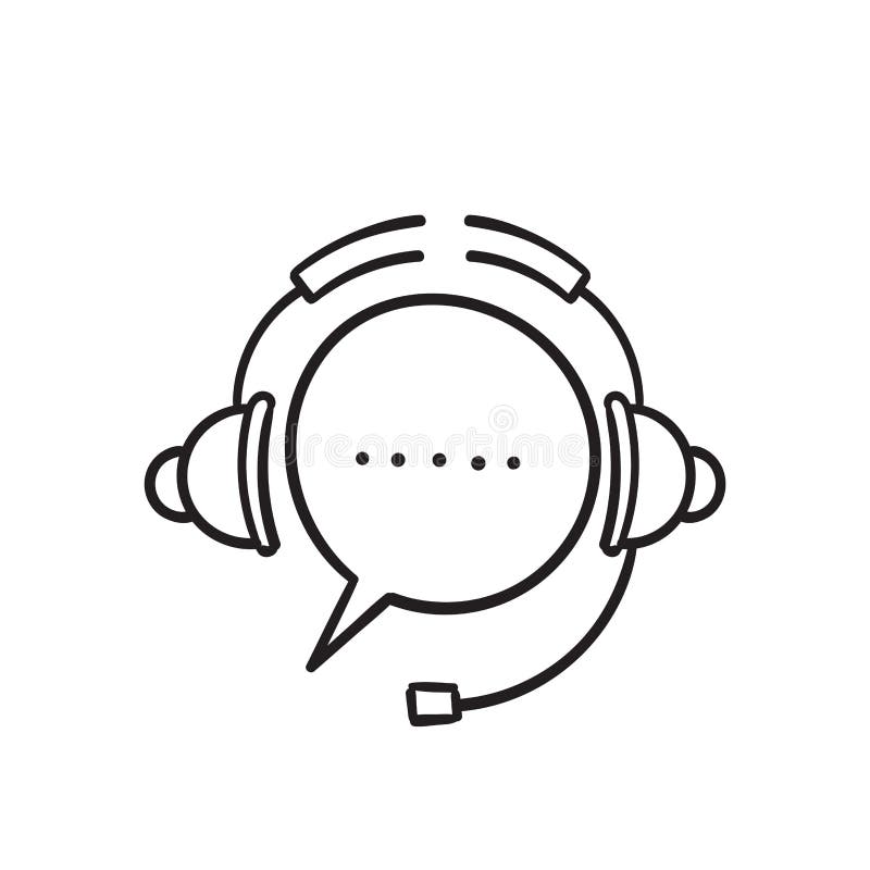 Hand Draw Doodle Icon Symbol for Support Service Icon, Hotline Customer ...