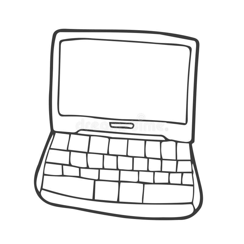 Hand Draw Doodle Laptop , Excellent Vector Illustration, EPS 10 Stock ...