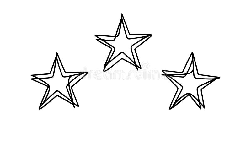 Hand Draw Doodle of Three Stars Illustration in Continuous Line Arts ...