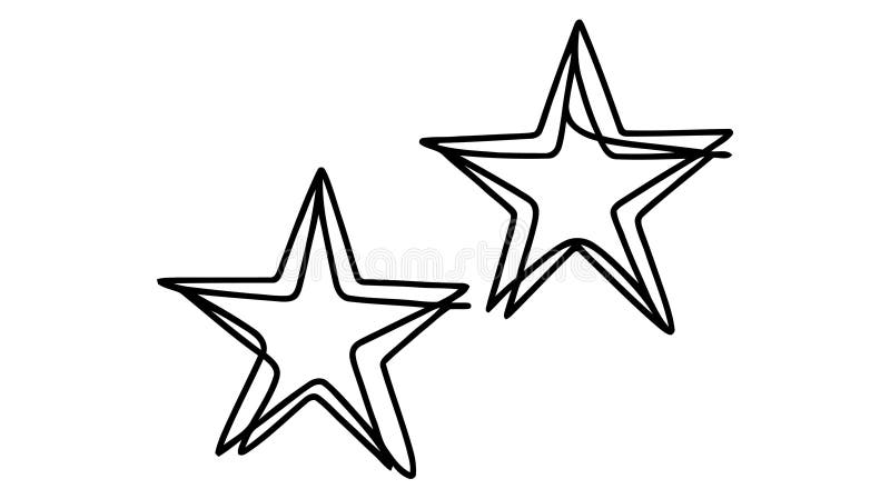 Hand Draw Doodle of Two Stars Illustration in Continuous Line Arts ...