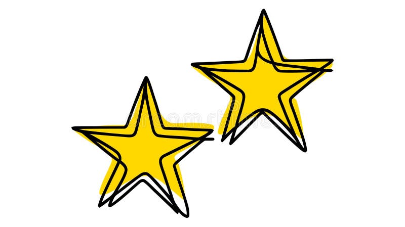 Hand Draw Doodle of Two Stars Illustration in Continuous Line Arts ...