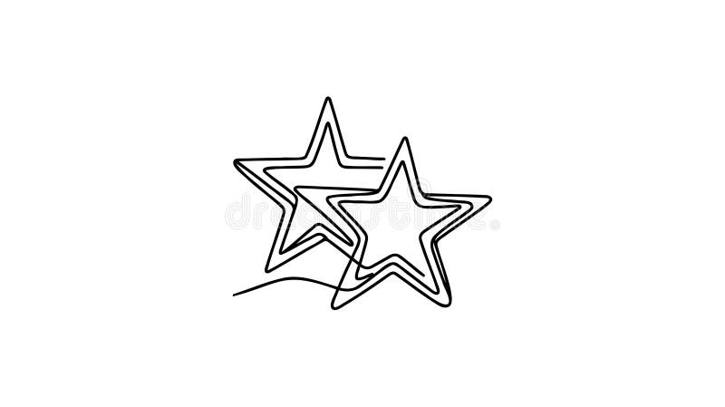 Hand Draw Doodle of Two Stars Illustration in Continuous Line Arts ...