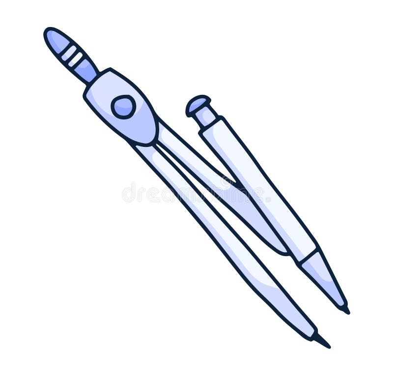 Hand Draw Drawing Compass Icon in Cartoon Style Vector Illustration ...