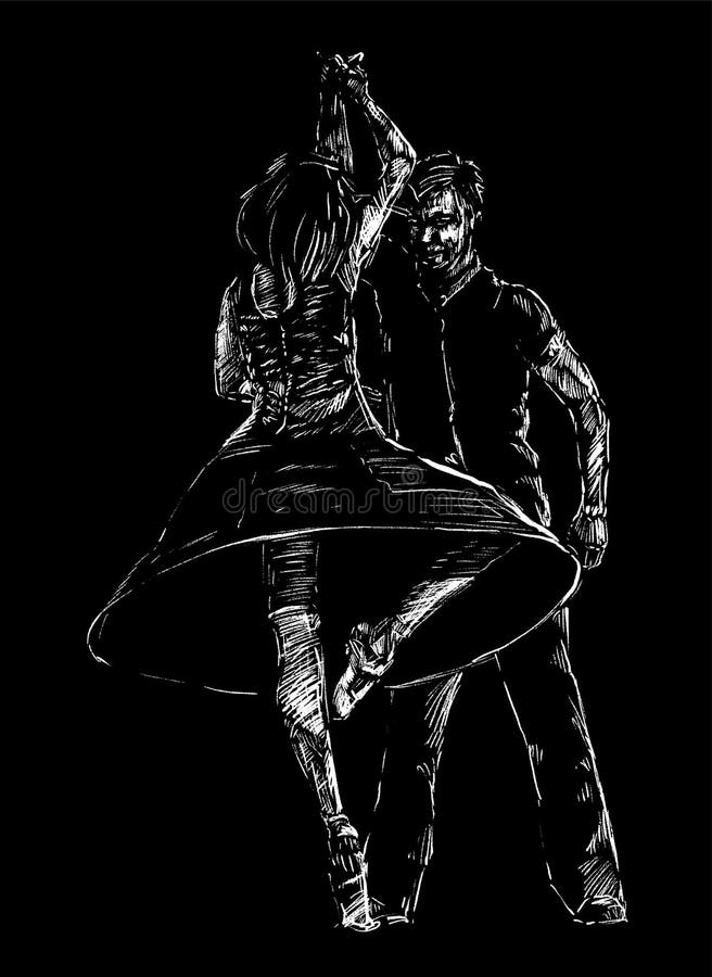 Hand Draw of Duo Ballet Dancing Stock Vector - Illustration of barefoot ...