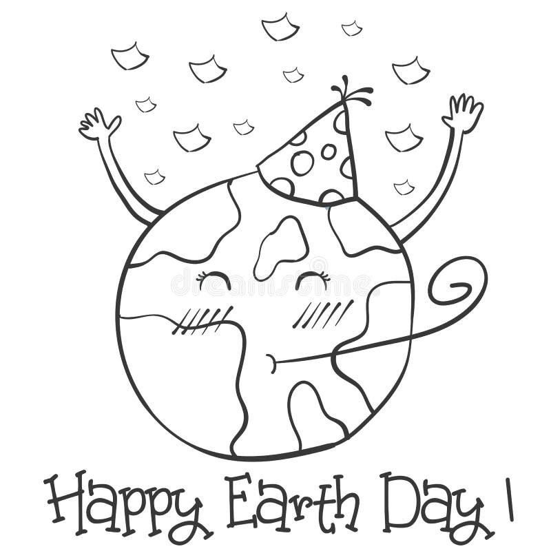 World hand draw earth day stock vector. Illustration of happy - 90446404