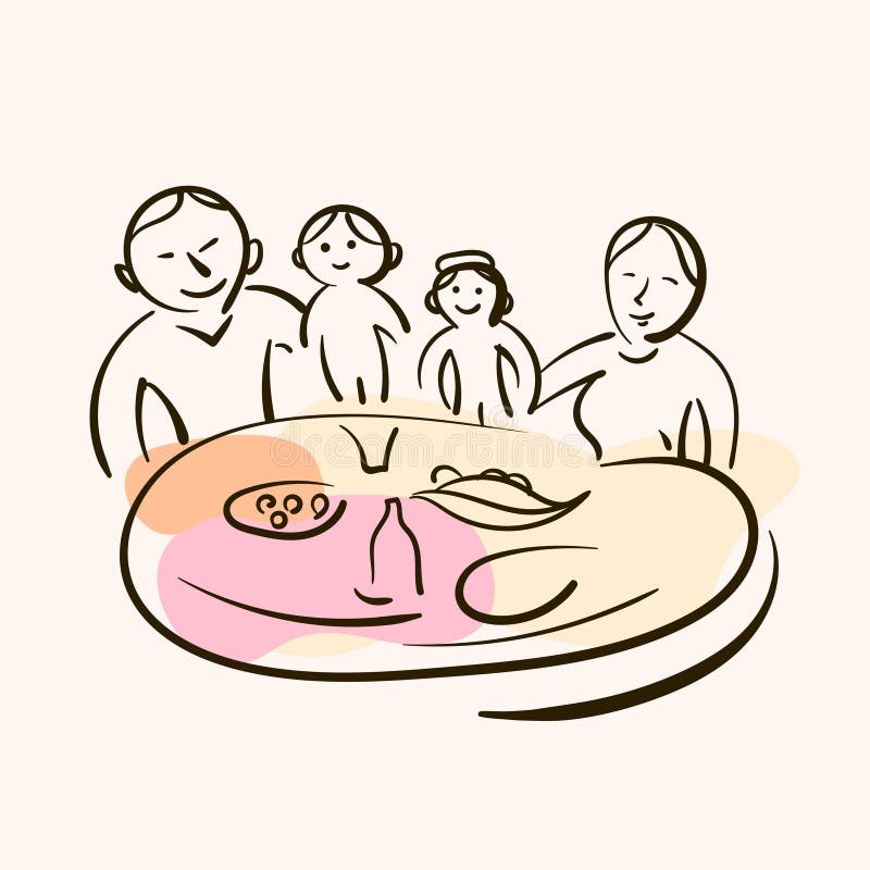 Hand Draw Family Celebration Art Illustration Stock Vector ...