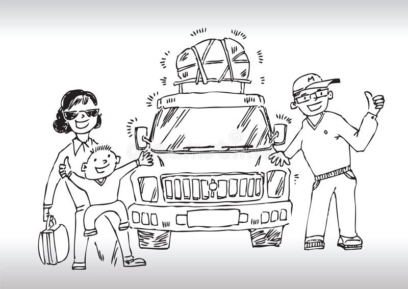 Hand draw family get away stock vector. Illustration of female - 6838081