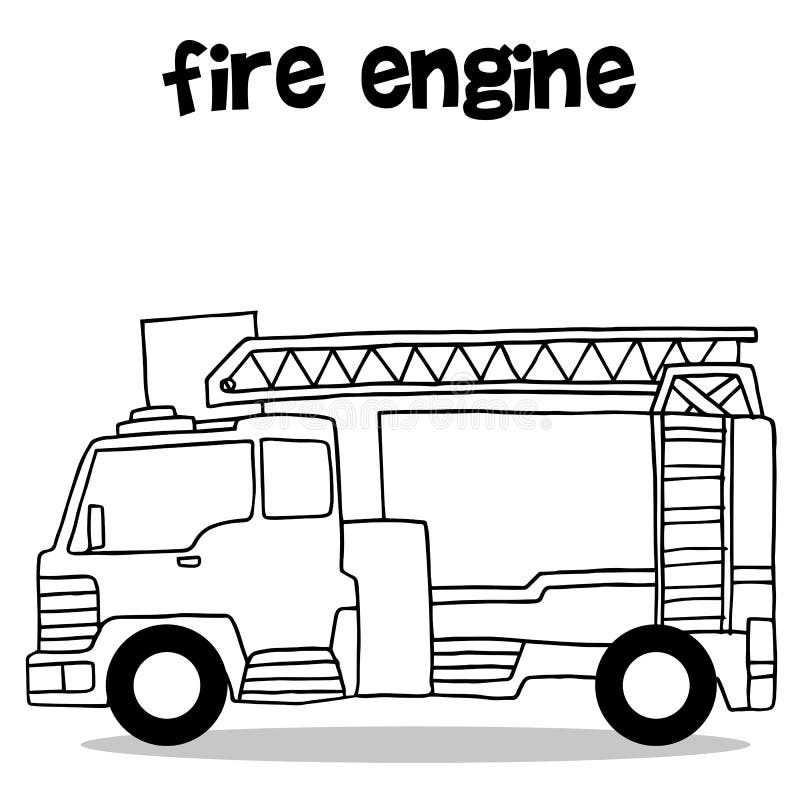 Hand draw of fire engine stock vector. Illustration of driving - 85318174