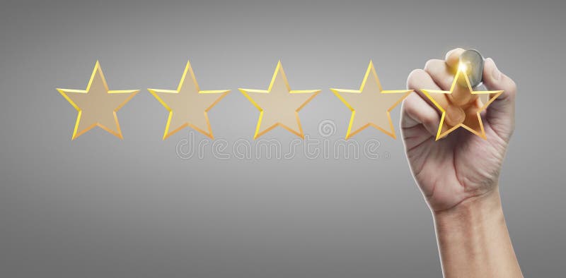 Hand Draw Five Star Rating. Evaluation Review Concepts Stock Image ...