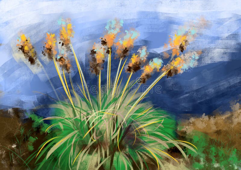 Hand draw flower stock illustration. Illustration of reed - 47754852