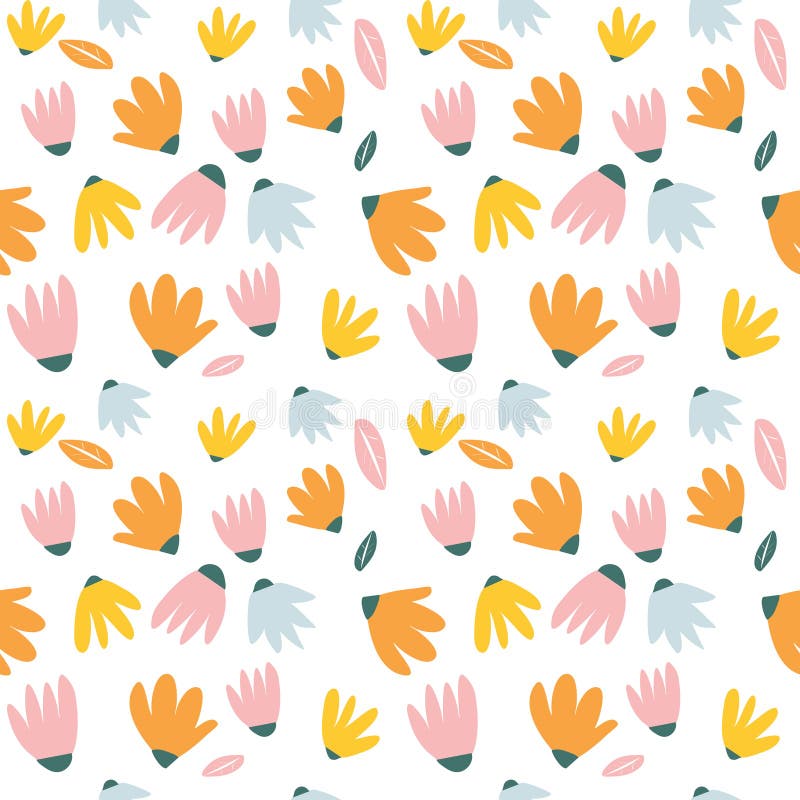 Hand Draw Flower Heads Seamless Pattern Stock Vector - Illustration of ...