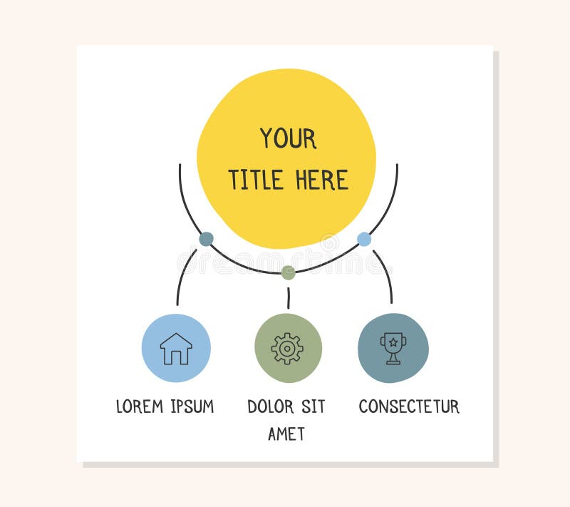 Hand Draw Flown Chart with 3 Elements Stock Vector - Illustration of ...