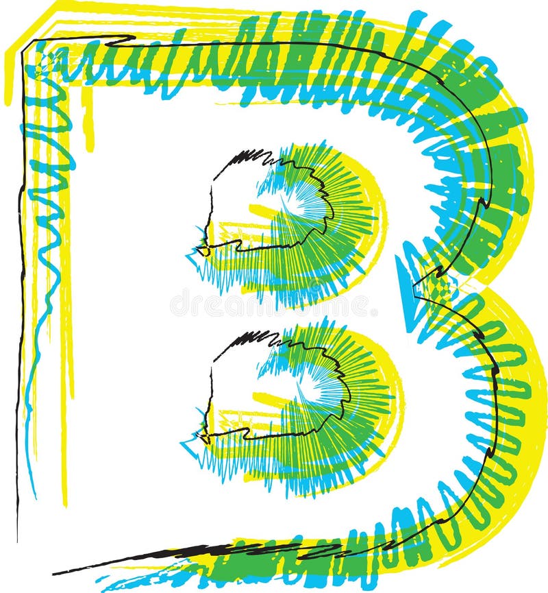 Hand draw font. LETTER B stock vector. Illustration of scribble - 103008884