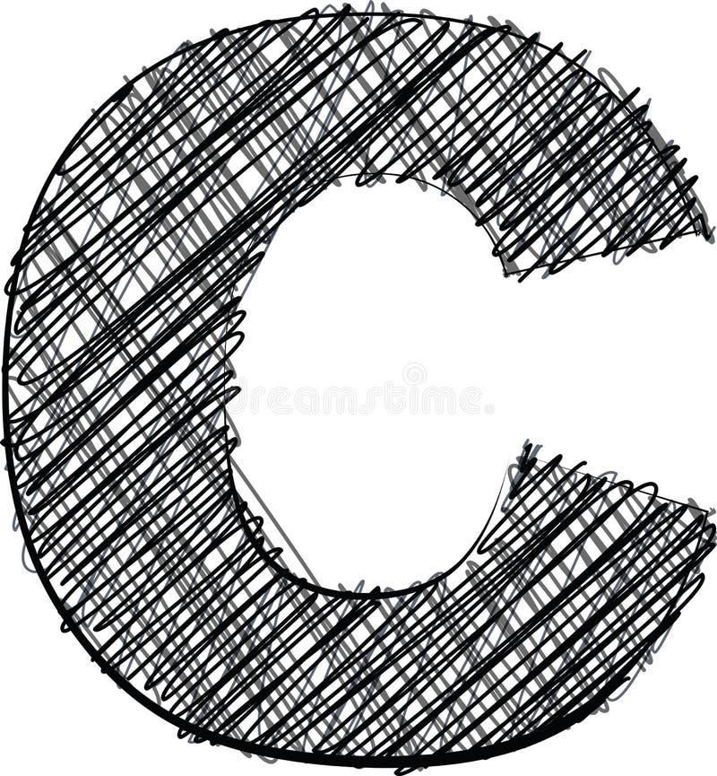 Hand draw font. LETTER C stock vector. Illustration of education ...