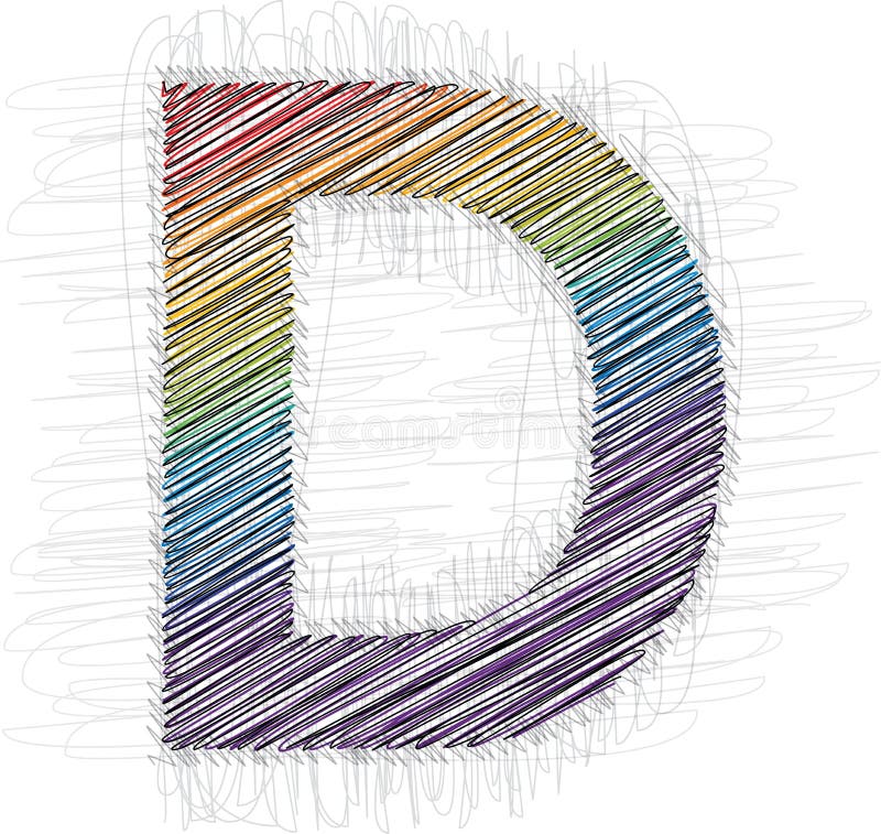 Hand draw font LETTER D stock vector. Illustration of abstract - 101819660