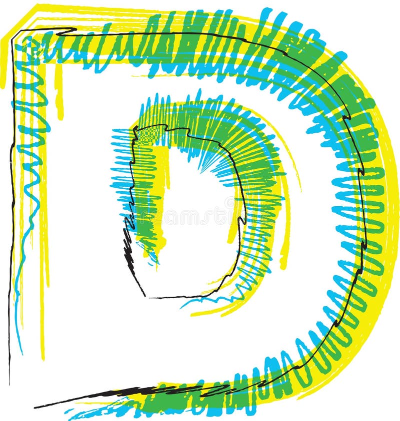 Hand draw font. LETTER D stock vector. Illustration of graffiti - 103008533