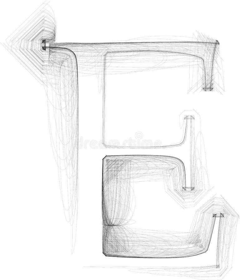 Hand draw font. LETTER E stock vector. Illustration of learning - 100818297