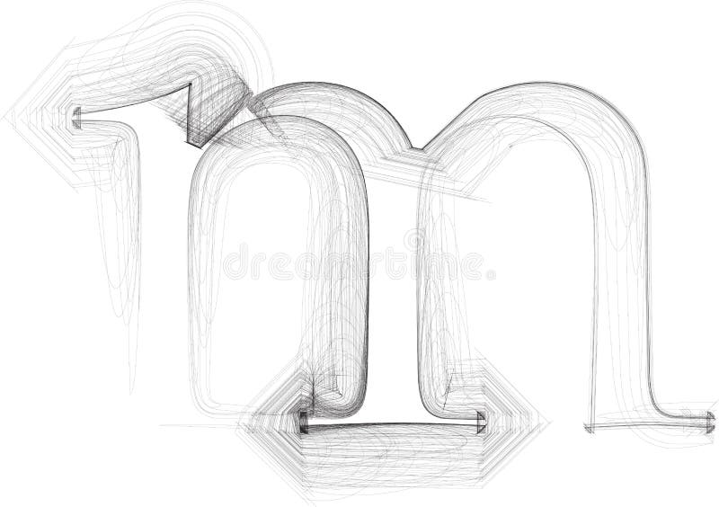 Hand draw font. LETTER m stock vector. Illustration of character ...