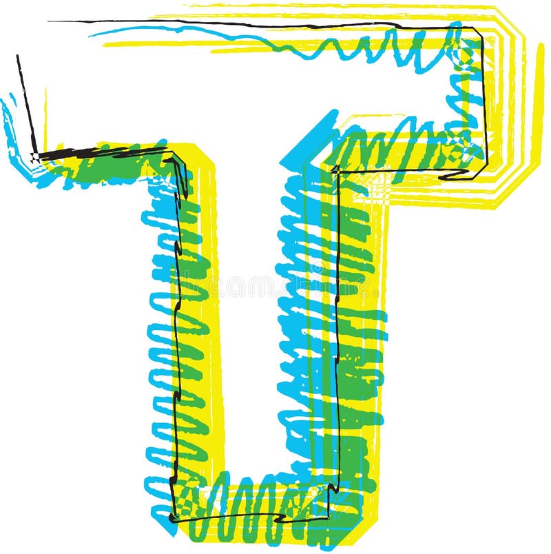 Hand draw font. LETTER T stock vector. Illustration of learning - 103008797