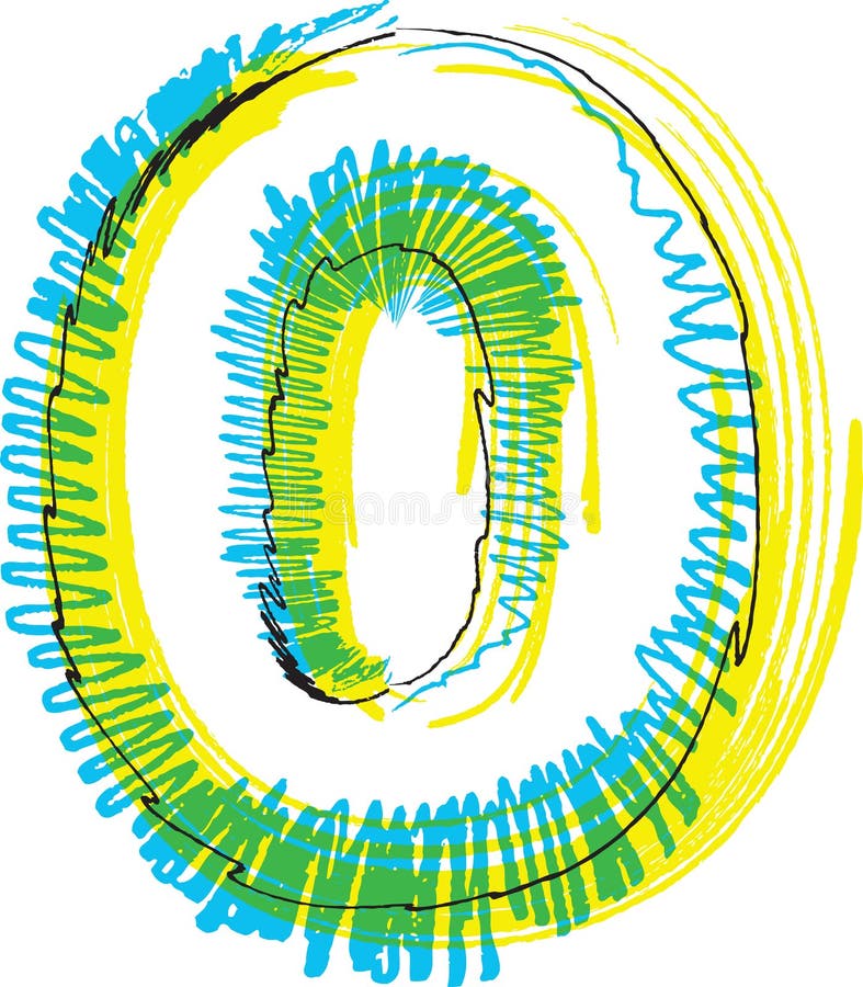 Hand draw font. NUMBER 0 stock vector. Illustration of education ...