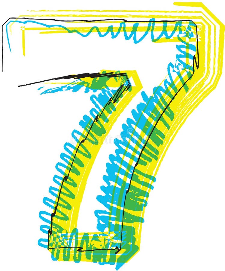 Hand draw font. NUMBER 7 stock vector. Illustration of pattern - 103009256