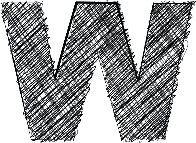 Hand draw font. LETTER W stock vector. Illustration of doodle - 100905900