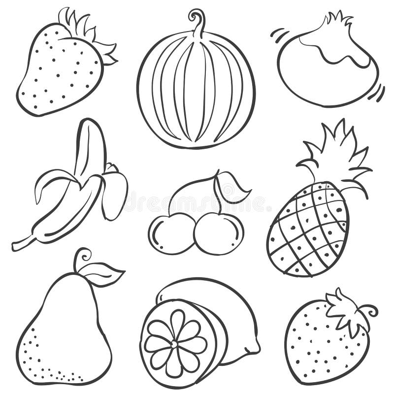 Hand Draw of Fruit Doodle Style Stock Vector - Illustration of vector ...