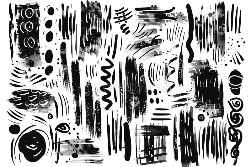 Hand Draw Grunge Scribble Shapes Isolated Stock Vector - Illustration ...