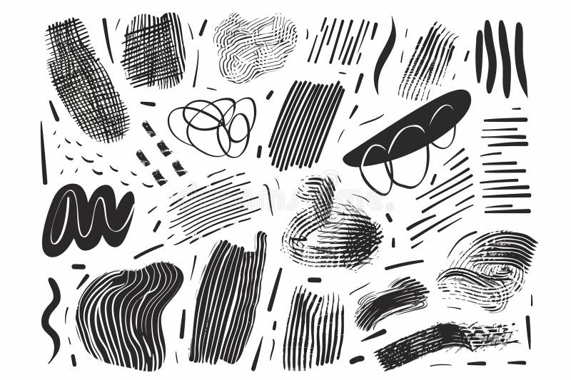 Hand Draw Grunge Scribble Shapes Isolated Stock Vector - Illustration ...