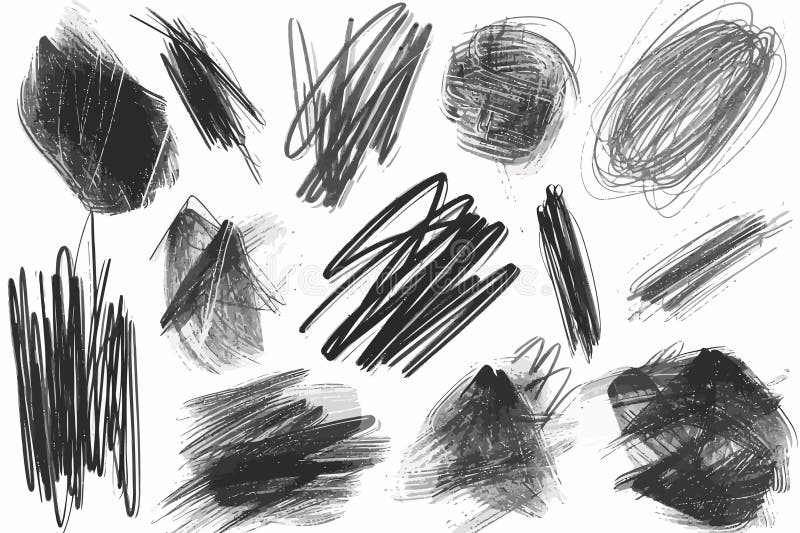 Hand Draw Grunge Scribble Shapes Isolated Illustration Stock Vector ...