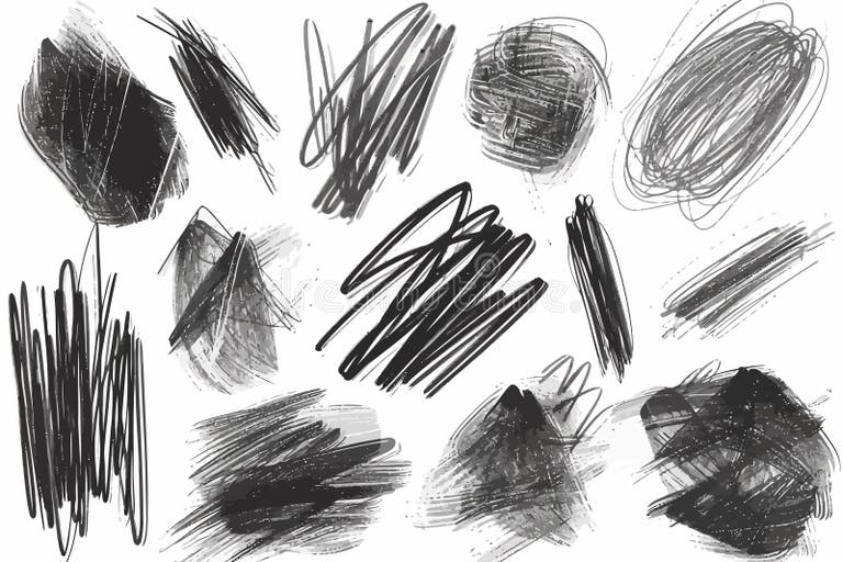 Hand Draw Grunge Scribble Shapes Isolated Illustration Stock Vector ...