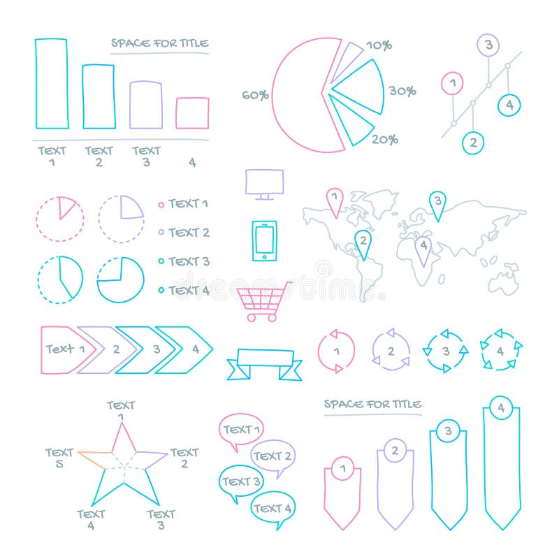 Hand Draw Infographic Elements Set Stock Vector - Illustration of ...