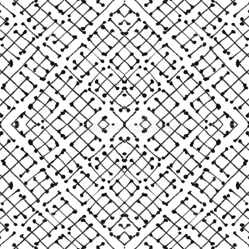 Black and White Intersecting Draw Lines Seamless Pattern Stock ...