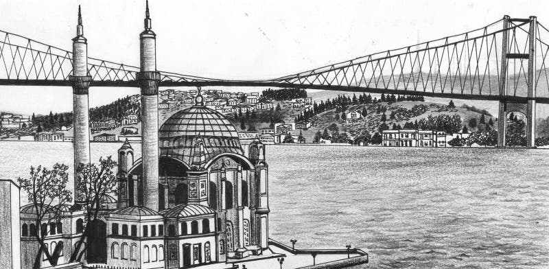 Hand draw Istanbul stock illustration. Illustration of bosphorus - 81272921