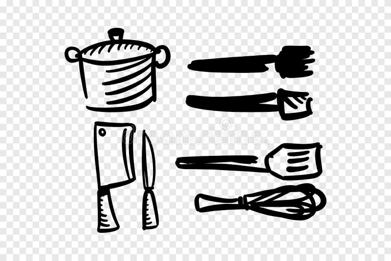 Hand draw of kitchen set stock illustration. Illustration of background ...