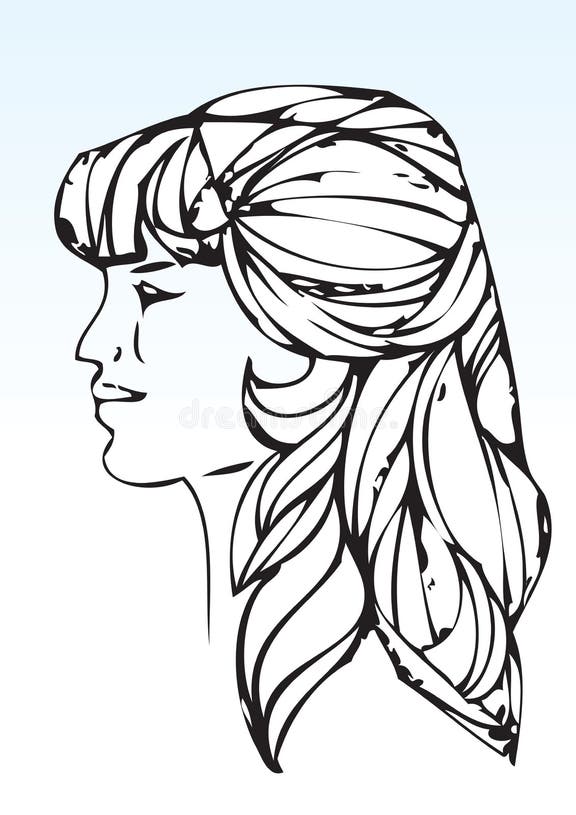 Hand draw lady portrait stock vector. Illustration of drawn - 6995758