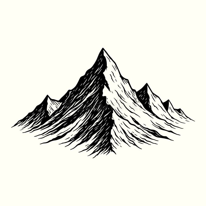 Hand Draw Landscape with Mountain Outline Set Sketch Design Stock ...