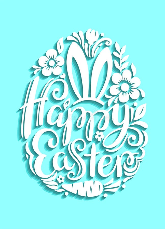 Hand Draw Lettering Happy Easter in a Shape Egg Stock Vector ...