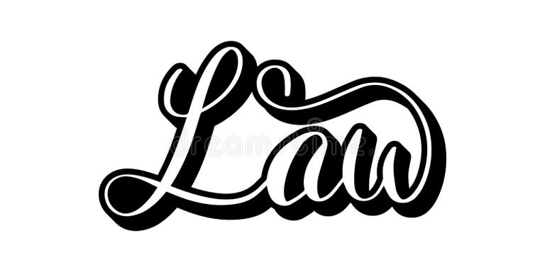 Hand Draw Lettering Law Logo Vector Black White Ilustração do Vetor ...