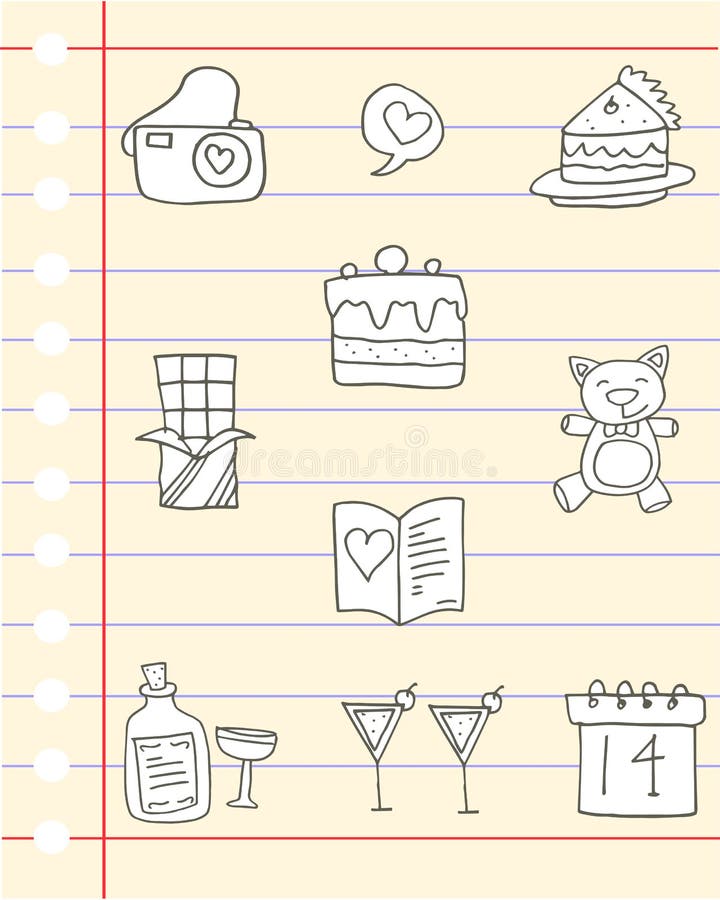 Hand Draw Love Theme Collection Stock Vector - Illustration of icon ...